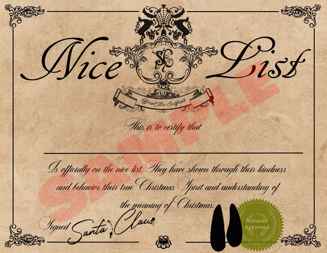 Nice List Printable Template 11x8.5 PDF Download - Etsy