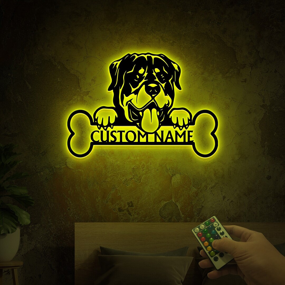 Custom Rottweiler Dog Metal Sign With Lights Metal Rottweiler - Etsy