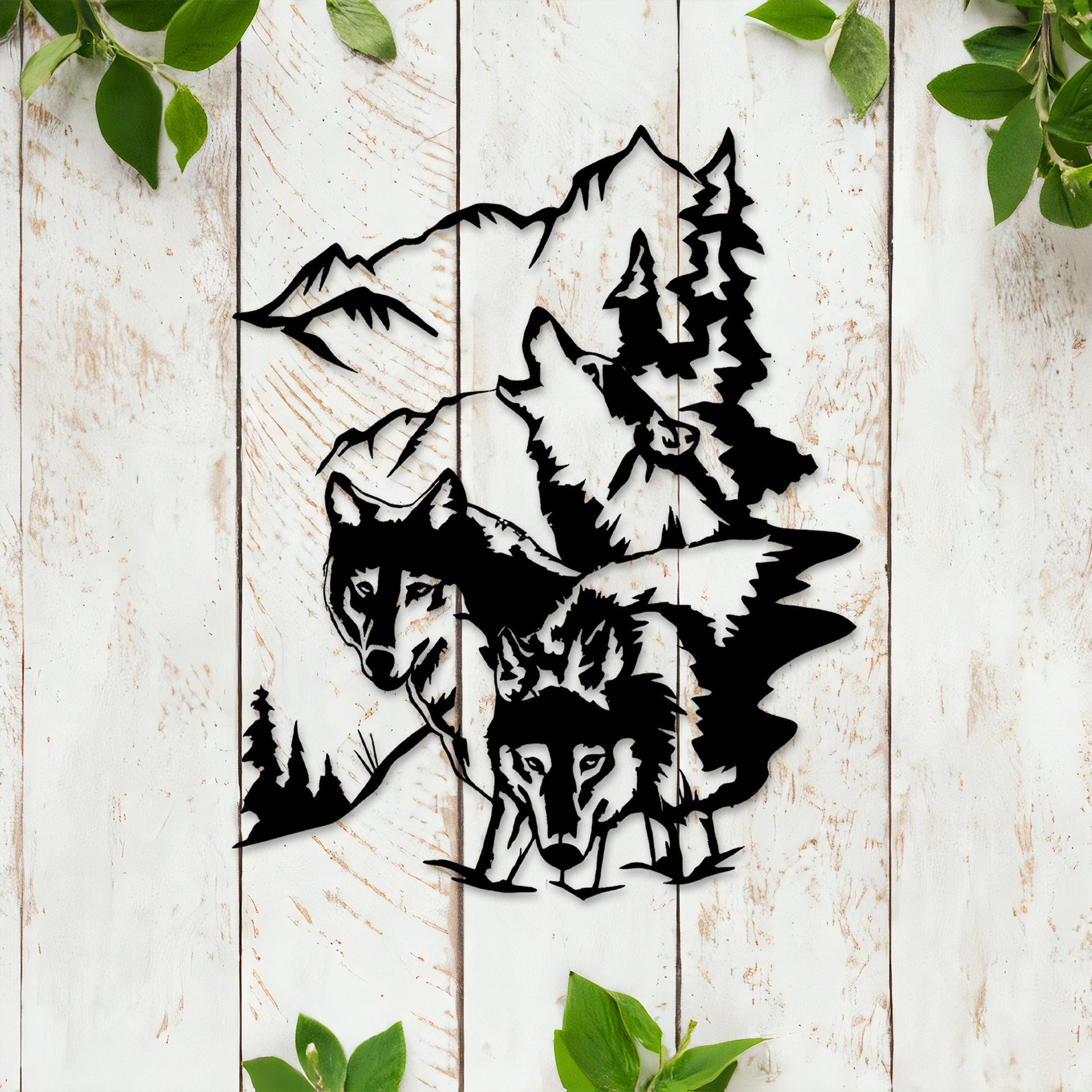 Mountain Wolf Metal Art With Led Light Metal Wolf Decor Tree - Etsy