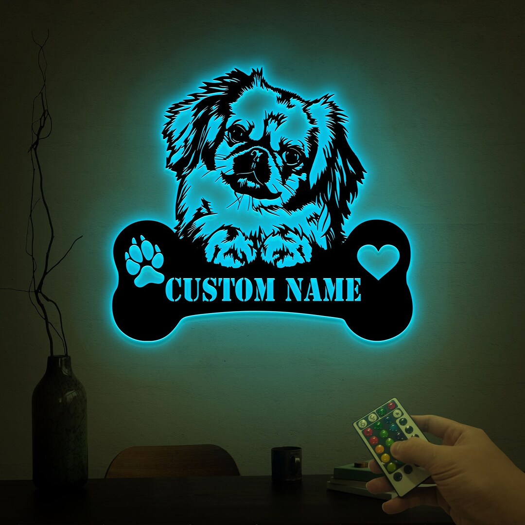 Custom Pekingese Dog Metal Sign With Led Light Pekingese - Etsy
