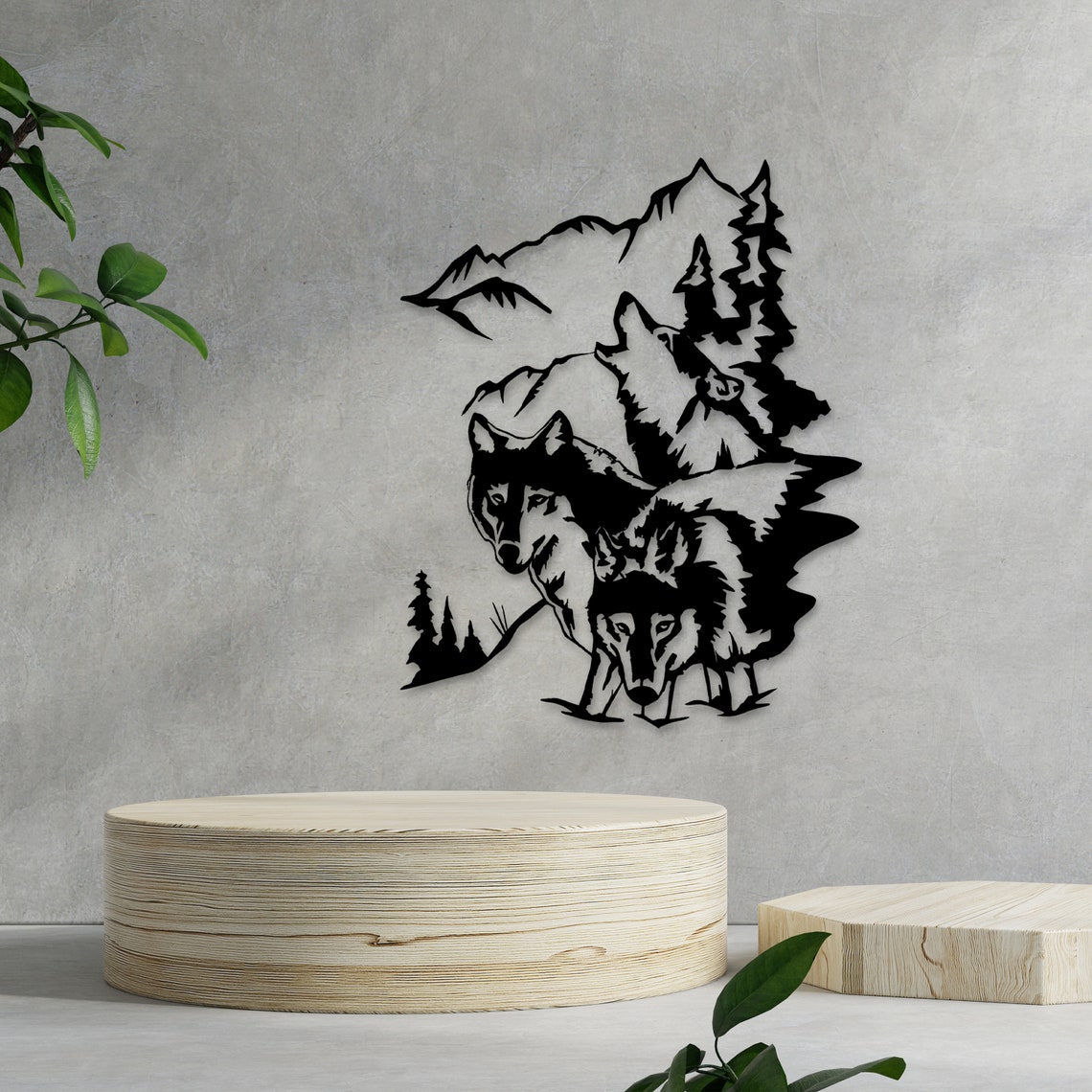 Mountain Wolf Metal Art With Led Light Metal Wolf Decor Tree - Etsy