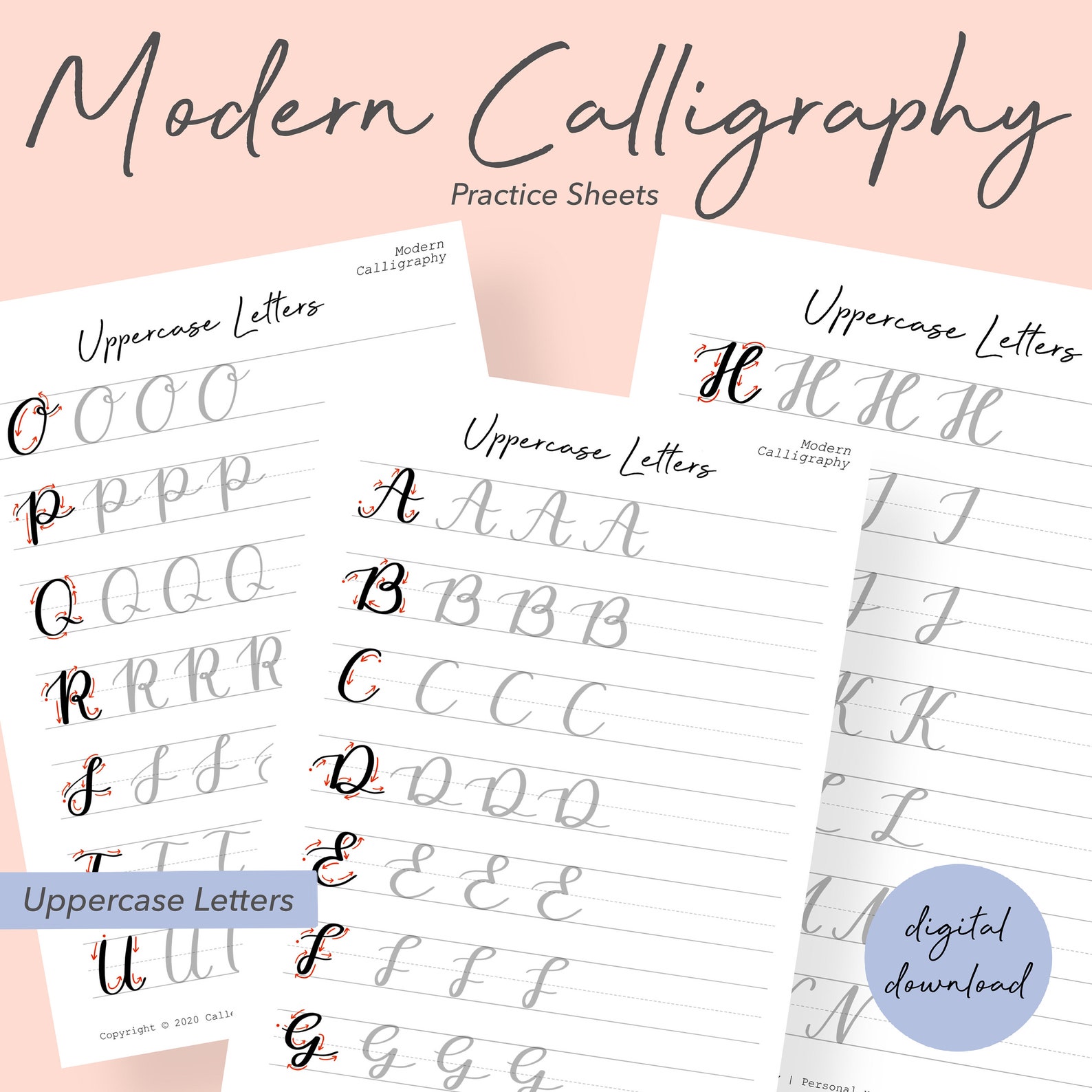 Calligraphy Practice Sheets | Brush Lettering | Basic Strokes ...