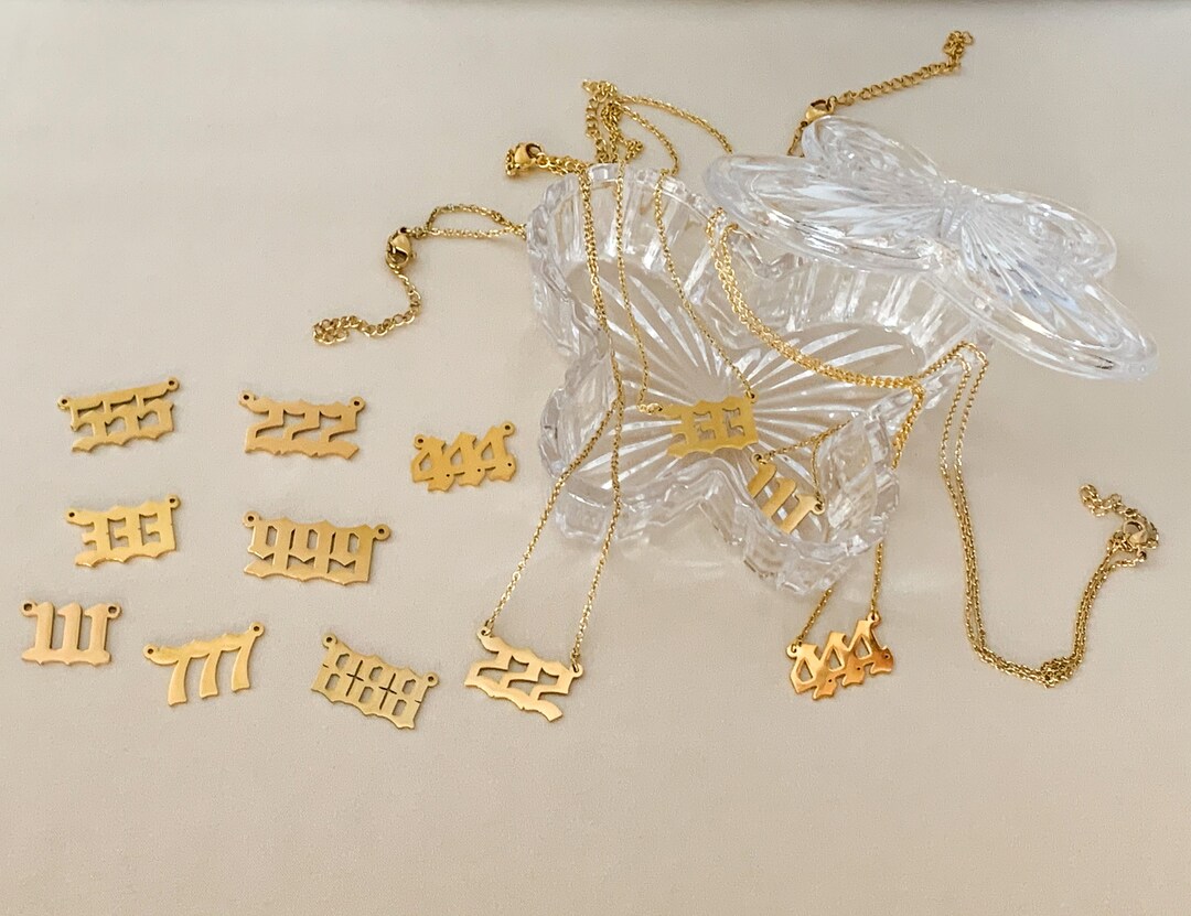 Angel Number Pendant Necklace Gold Plated High Quality Stainless Steel ...