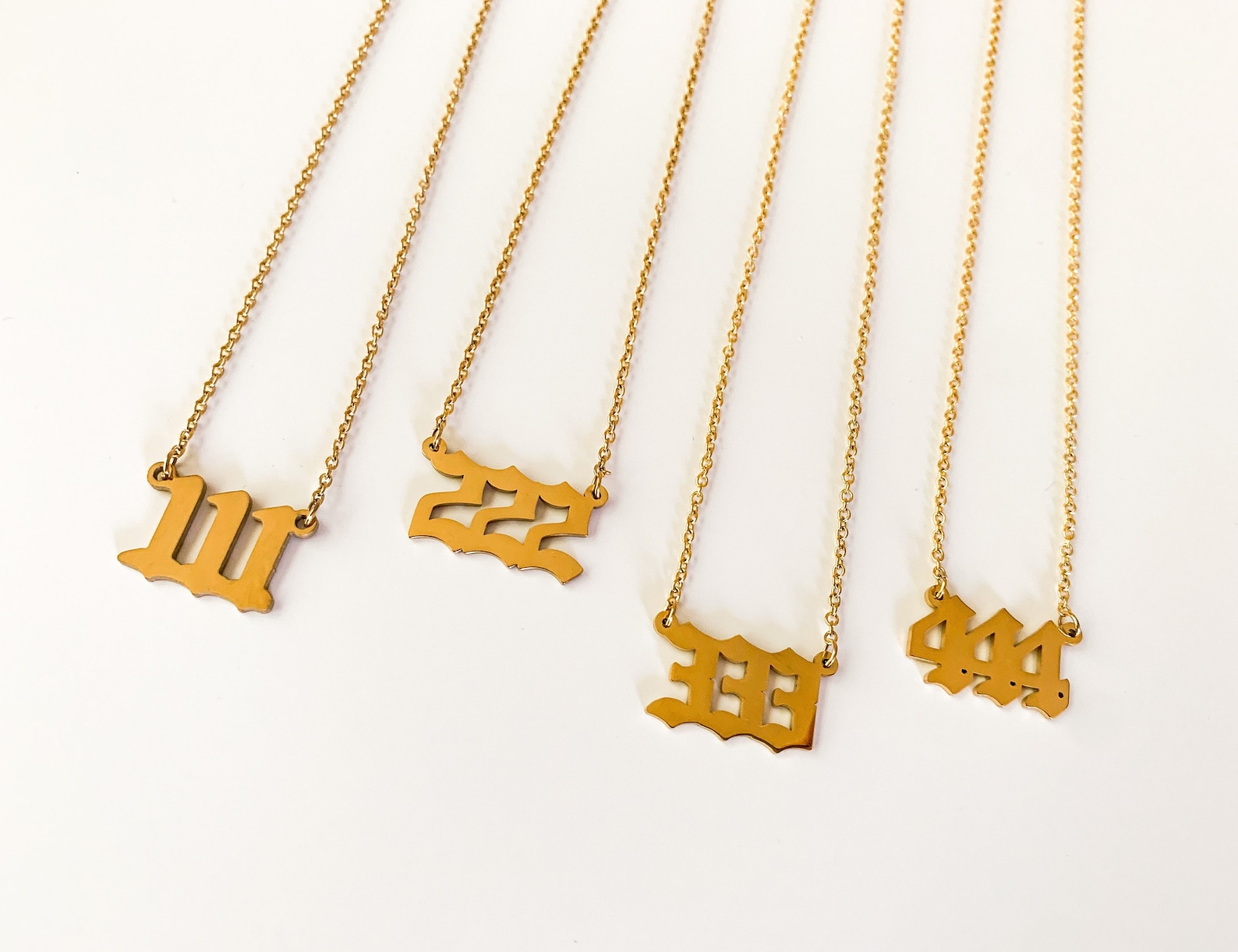 Angel Number Pendant Necklace Gold Plated High Quality Stainless Steel ...