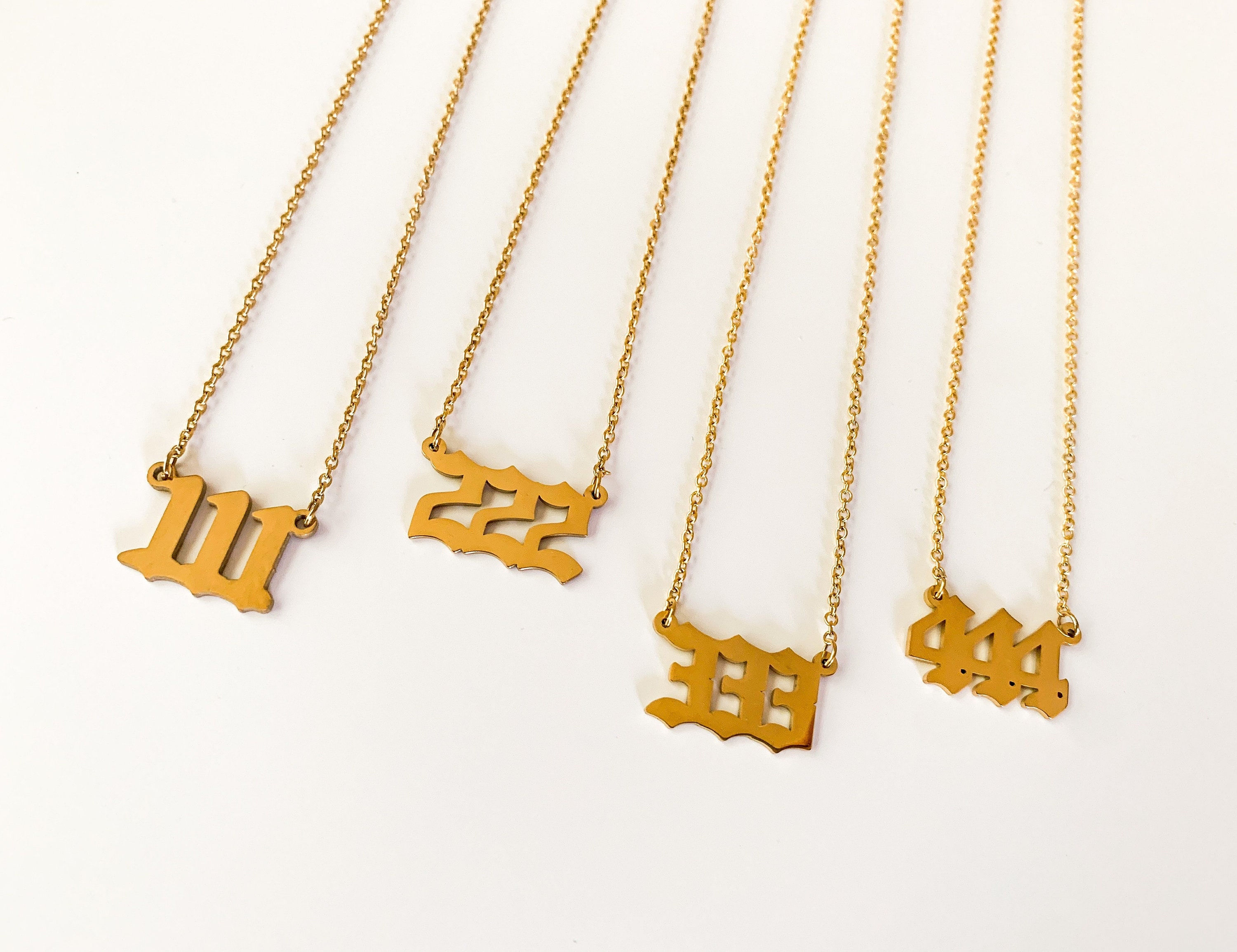 Angel Number Pendant Necklace Gold Plated High Quality Stainless Steel ...