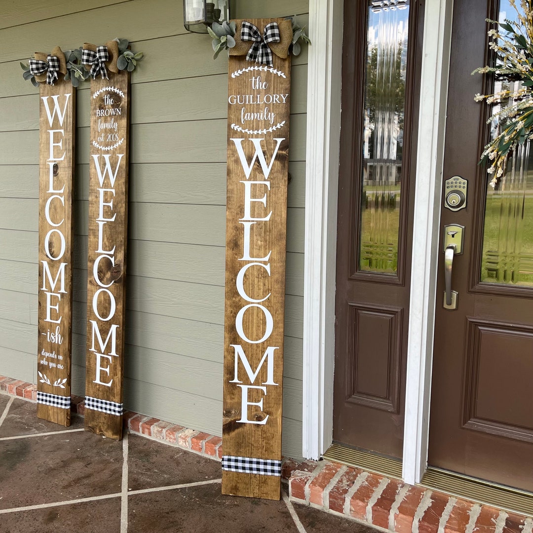 Standing Welcome Sign for Front Porch Leaner Last Name Year Round Decor ...