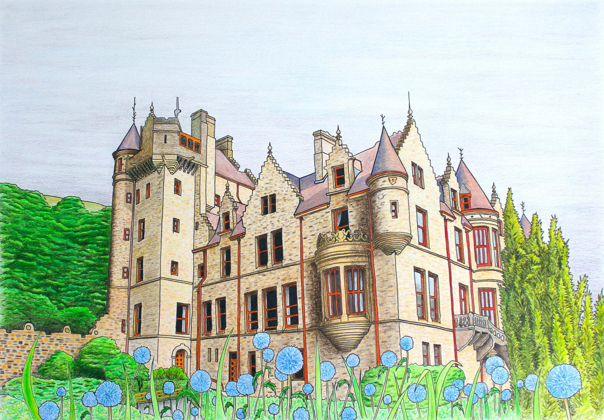 Belfast Castle Pencil Drawing Print - Etsy
