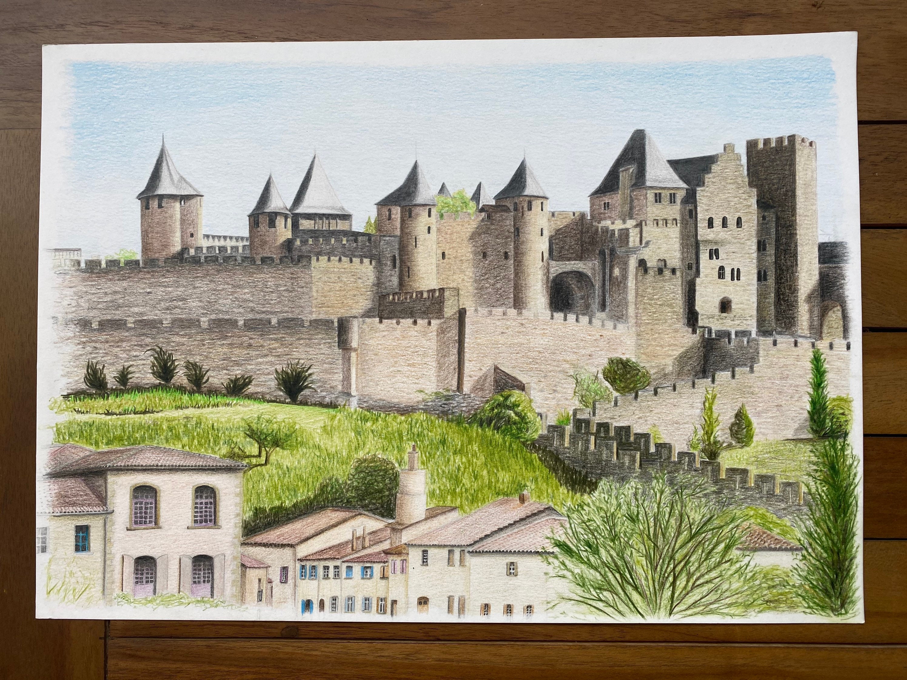 Carcassonne Print of a Realistic Pencil Drawing - Etsy