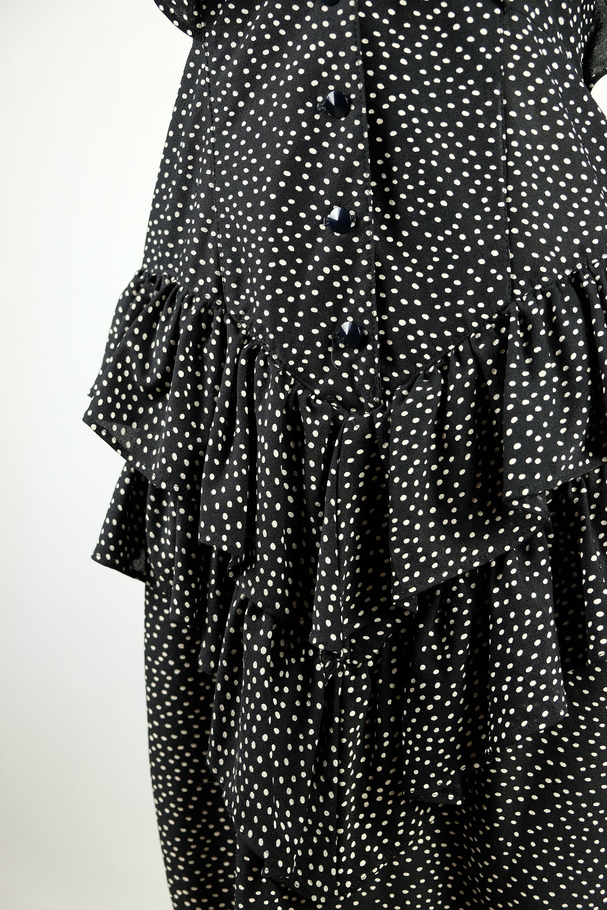 1980s Pistachio Black and White Polka Dot Ruffle Dress - Etsy