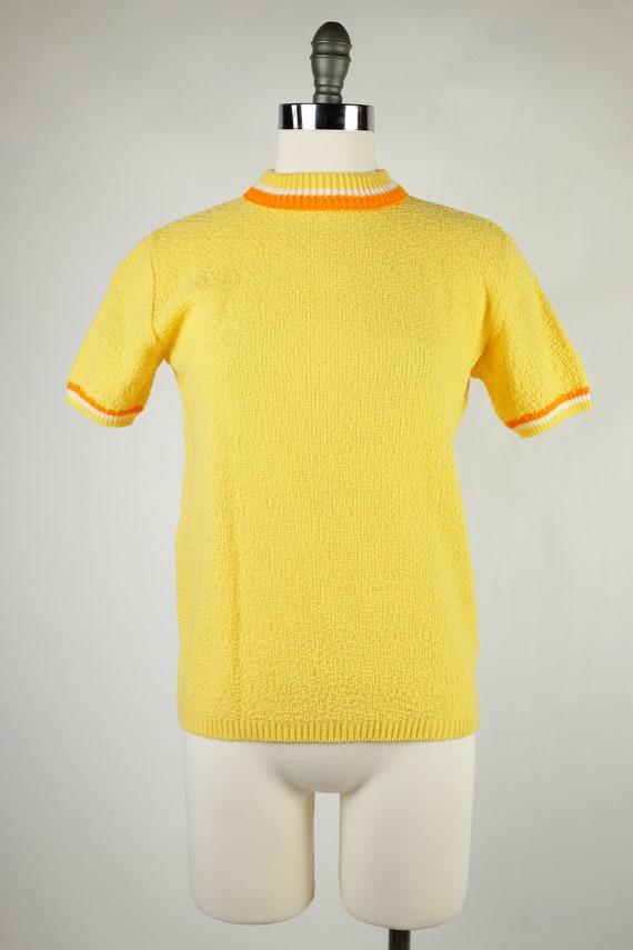 1960s Bobbie Brooks Yellow & Orange Mockneck Sweater - Gem
