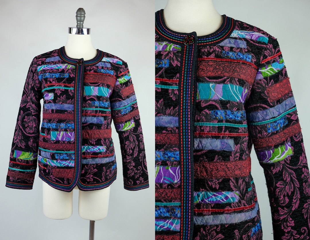 1980s Choices Quilted Patchwork Jacket - Etsy