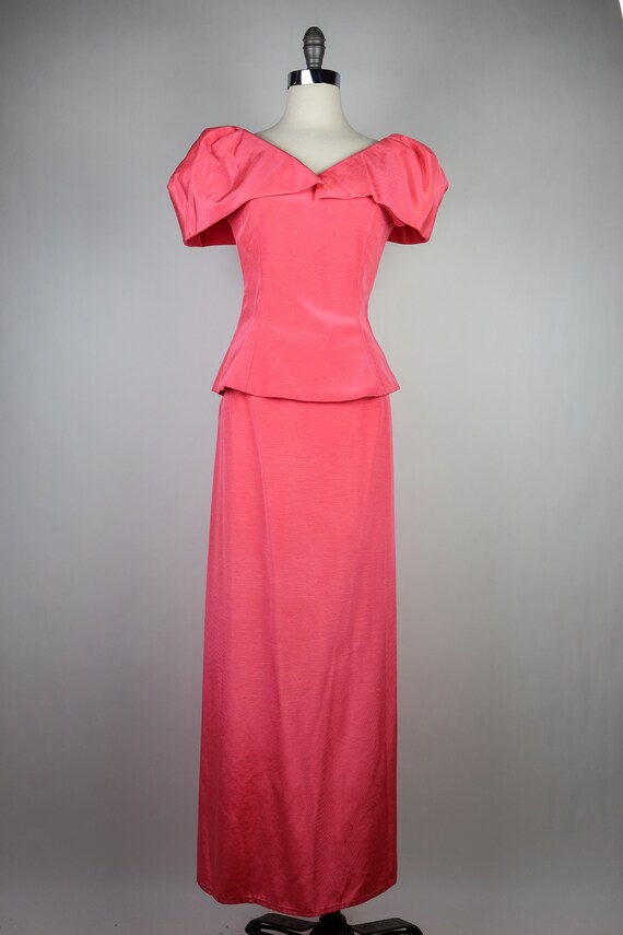 1970s Coral Pink Prom Top and Skirt Set - Gem