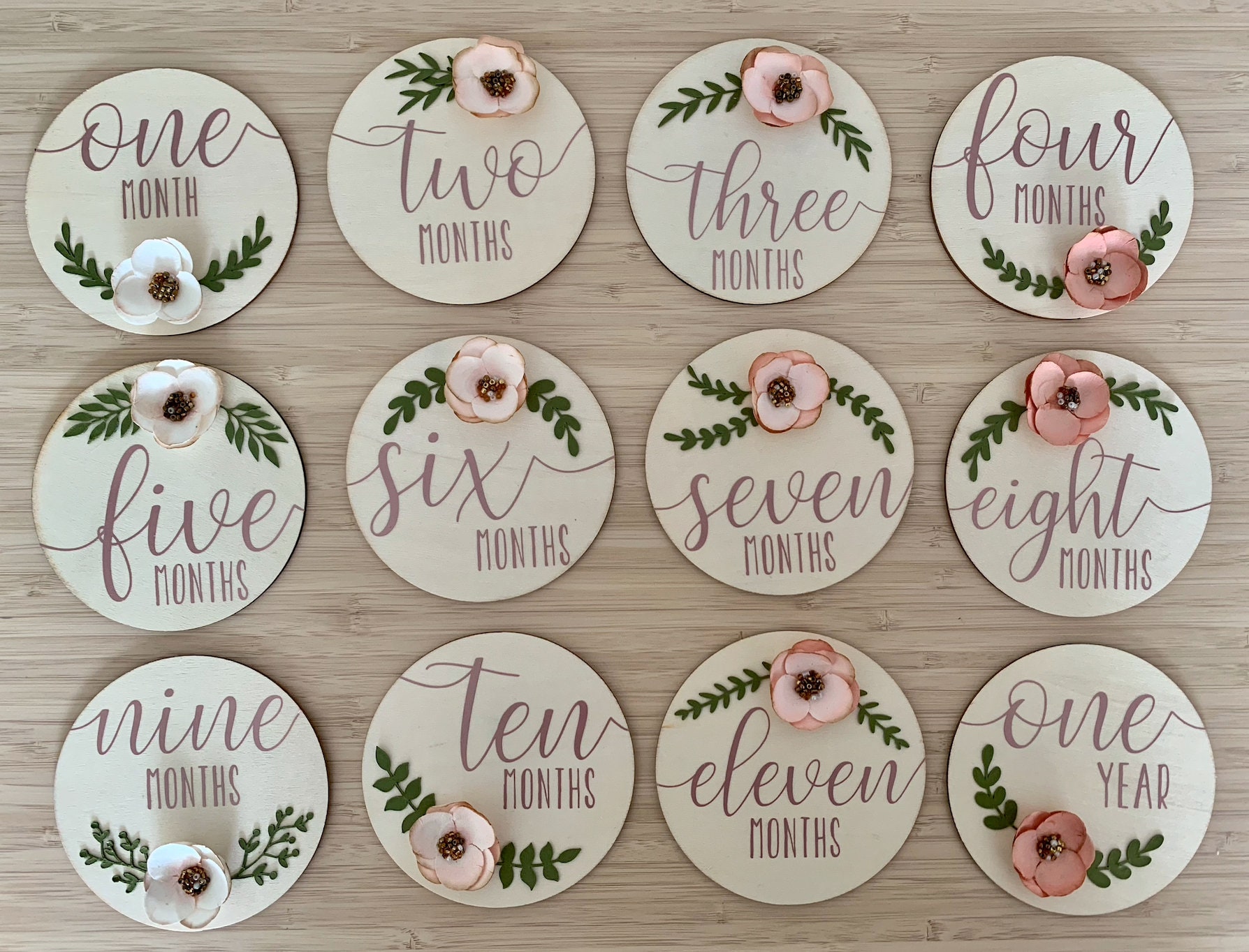 Baby Milestones, Wooden Milestone Discs, Monthly Milestone Markers ...