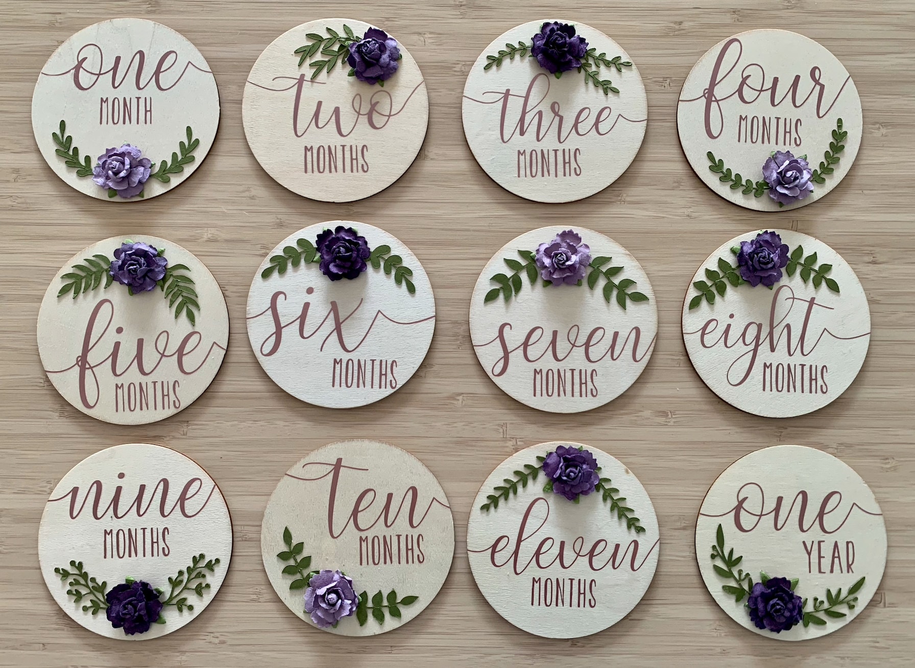 Baby Milestones, Wooden Milestone Discs, Monthly Milestone Markers ...