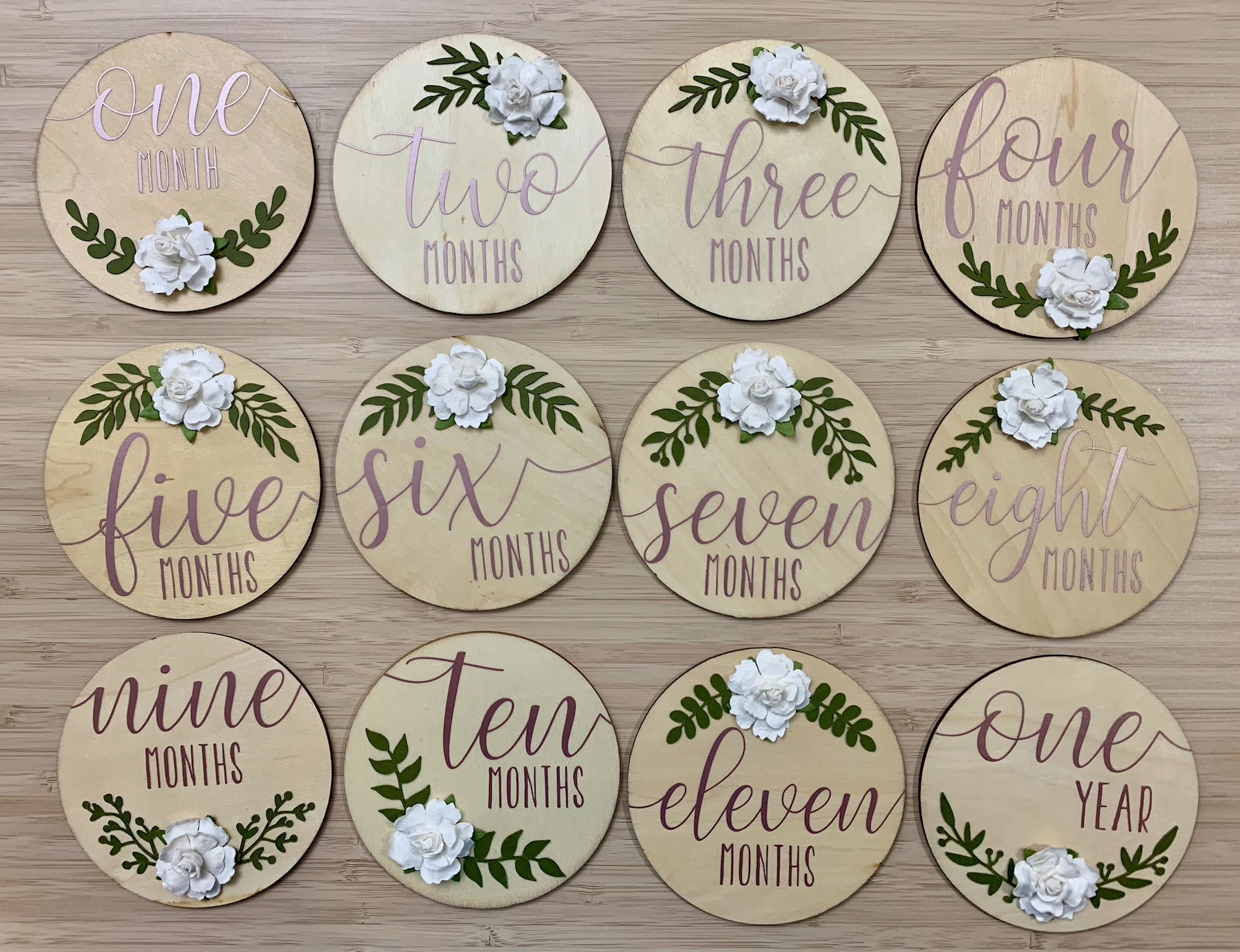 Baby Milestones, Wooden Milestone Discs, Monthly Milestone Markers ...
