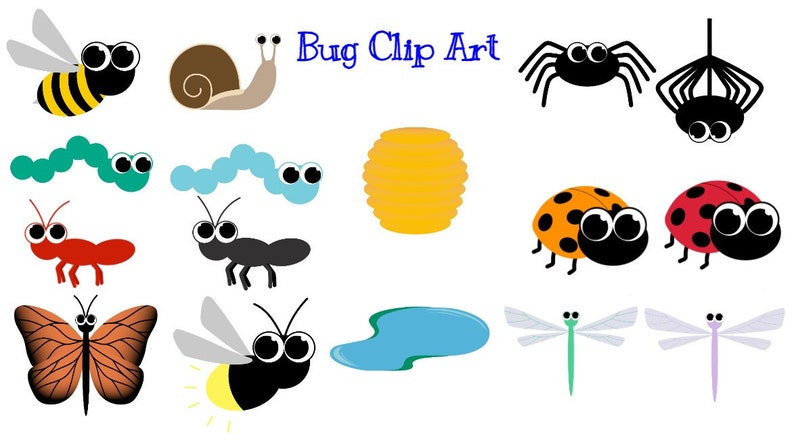 Bug Clip Art Big Eyed Bugs - Etsy