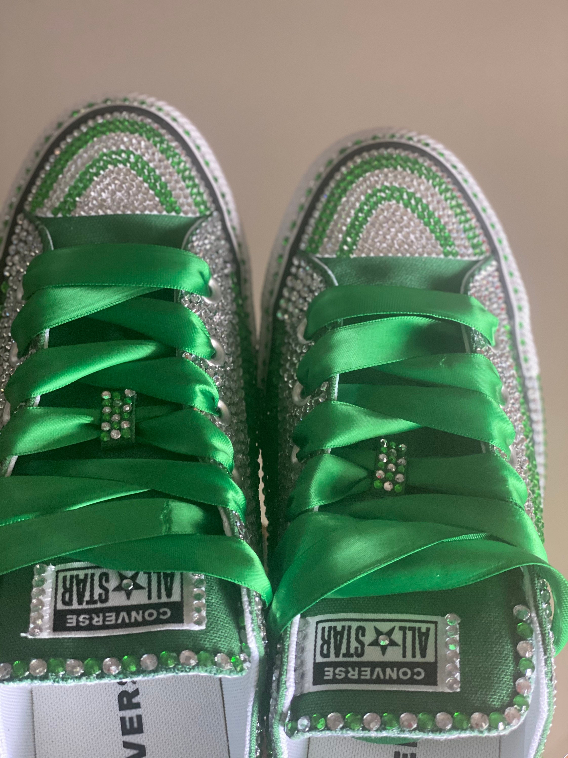 Custom Green Blinged Out Converse - Etsy