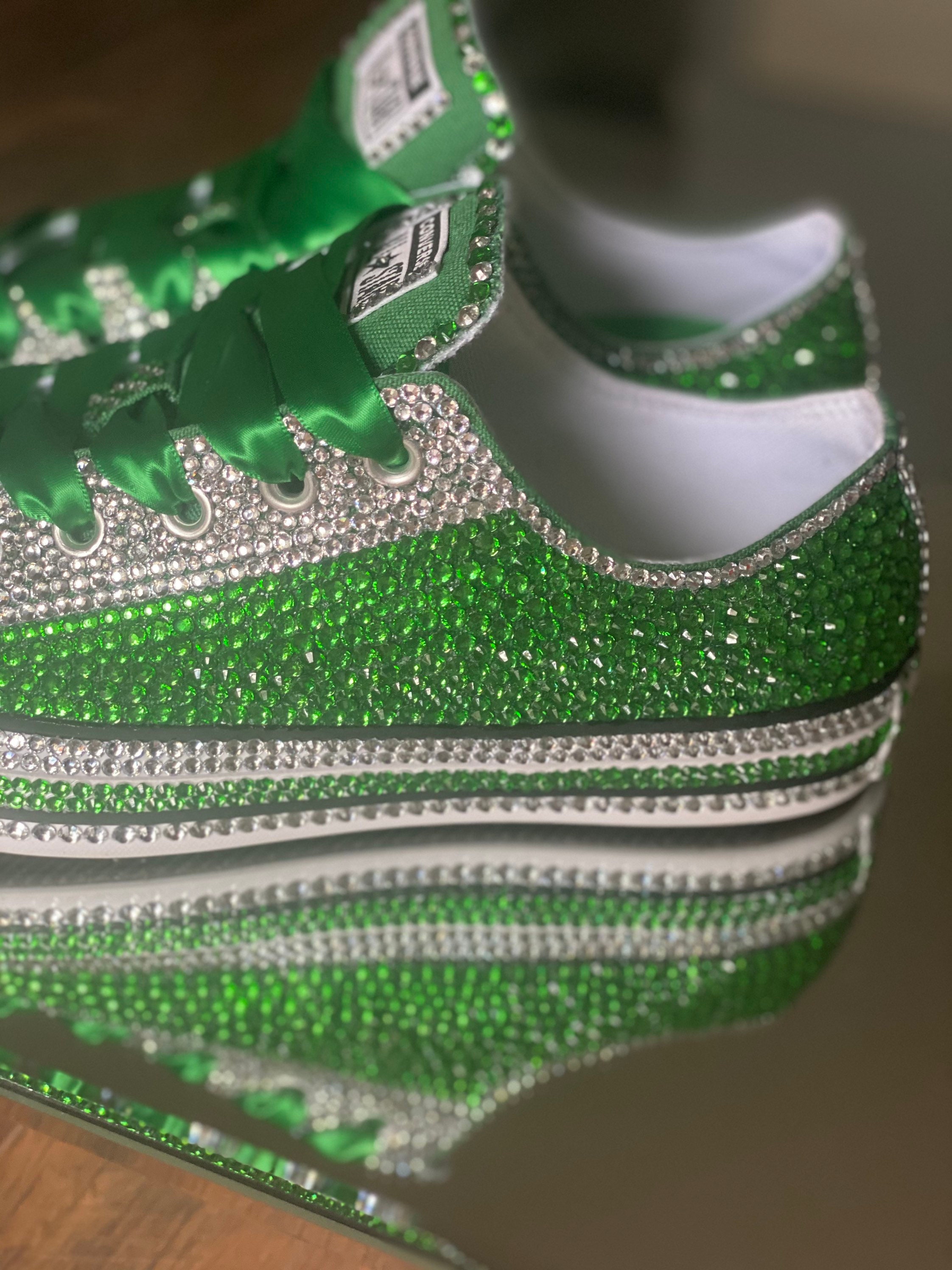 Custom Green Blinged Out Converse - Etsy