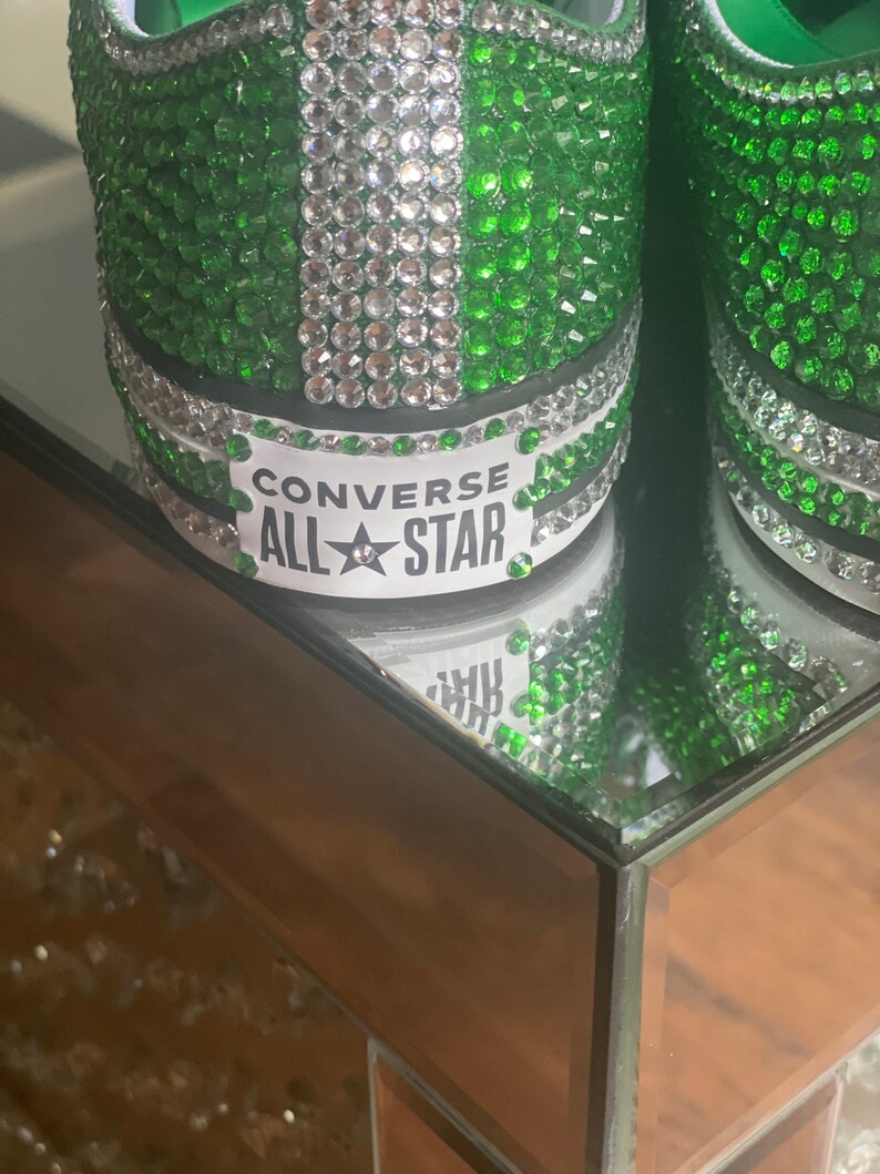 Custom Green Blinged Out Converse - Etsy