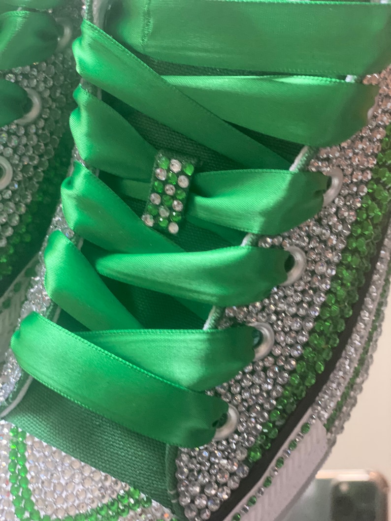 Custom Green Blinged Out Converse - Etsy