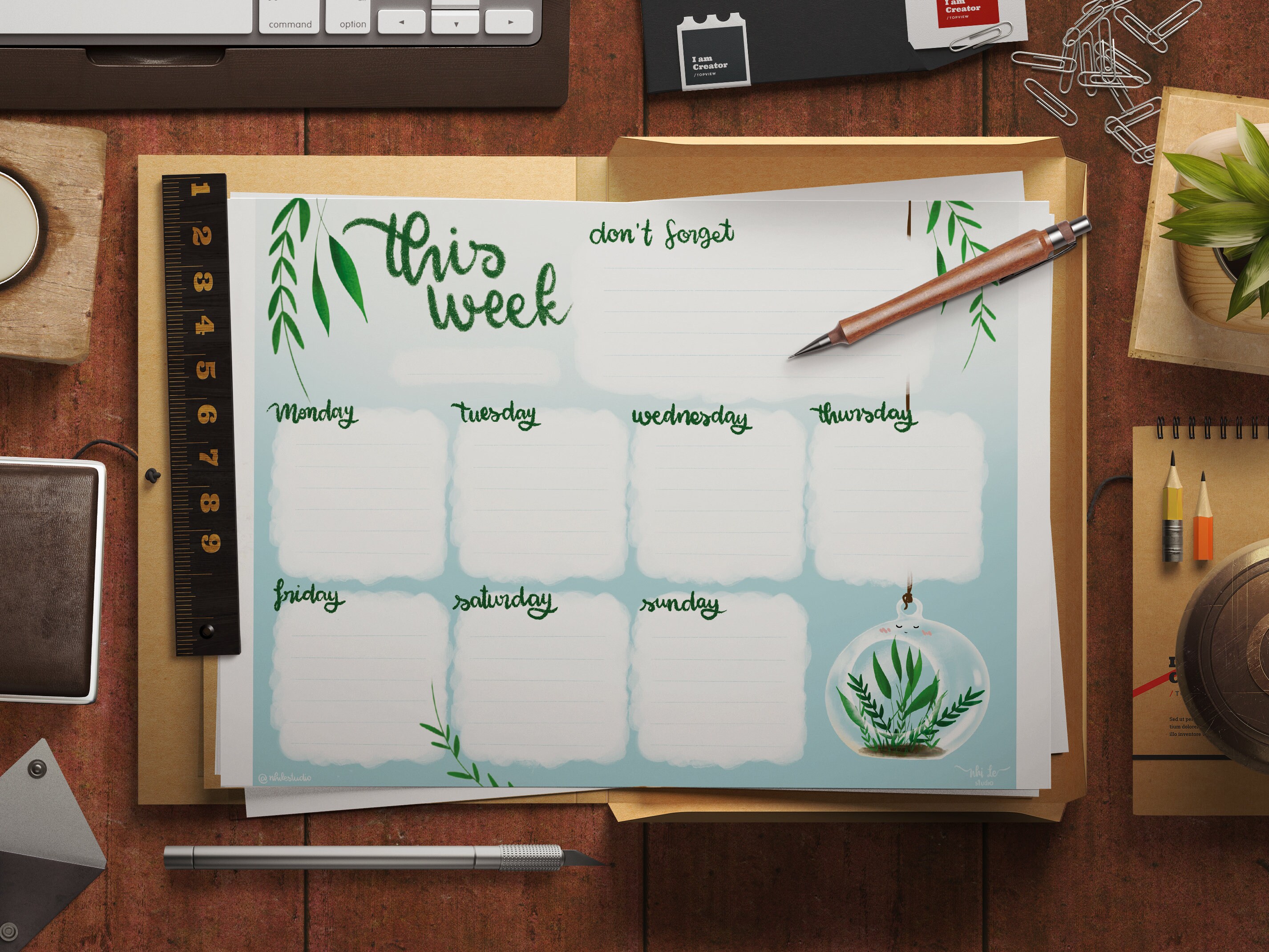 Weekly Planner Printable Plant Theme Plant Theme Instant | Etsy