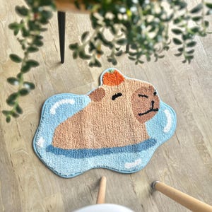 Capybara Tufted Rug: Non-slip Microfiber Bath Mat - Etsy