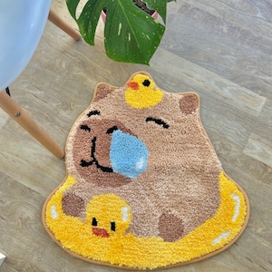 Capybara Tufted Rug: Non-slip Microfiber Bath Mat - Etsy