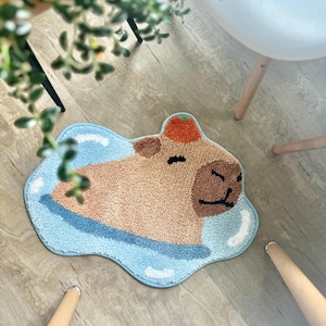 Capybara Tufted Rug: Non-slip Microfiber Bath Mat - Etsy