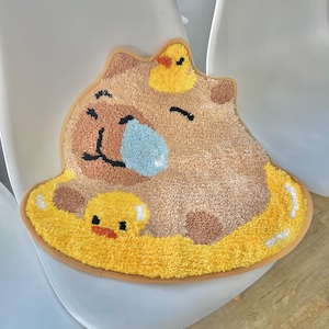 Capybara Tufted Rug: Non-slip Microfiber Bath Mat - Etsy