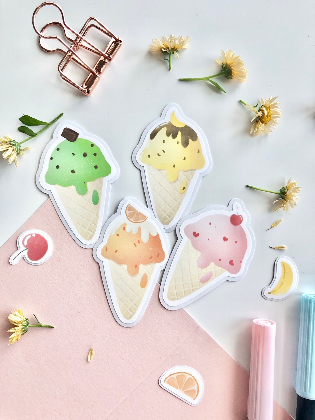 Ice Cream Cone Waterproof Sticker Pack for Water Bottle, Laptop ...