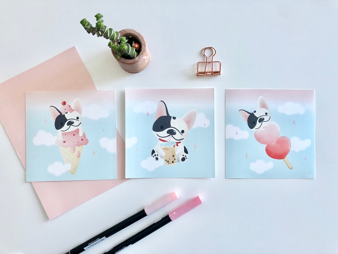 Frenchie Valentine's Day Art Print | French Bulldog Illustration Art ...