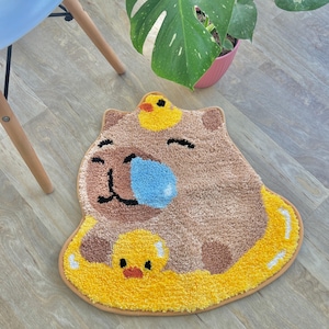 Capybara Tufted Rug: Non-slip Microfiber Bath Mat - Etsy
