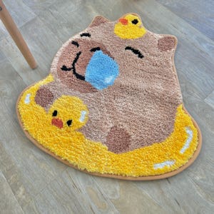 Capybara Tufted Rug: Non-slip Microfiber Bath Mat - Etsy