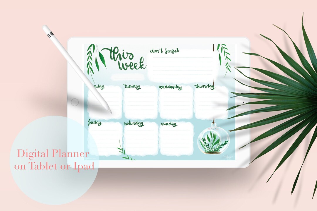 Weekly Planner Printable Plant Theme | Plant Theme | Instant Download ...