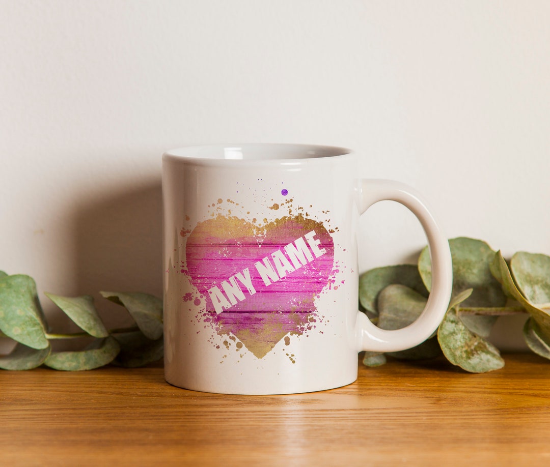Personalised Colour Splash Love Heart With a Name Mug Custom Mug ...