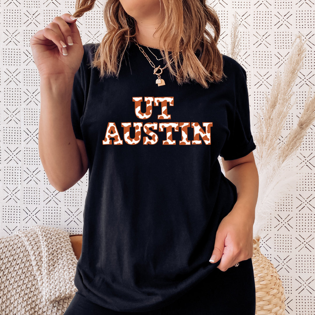 UT Austin Cow Print Shirt University Shirt UT Austin - Etsy