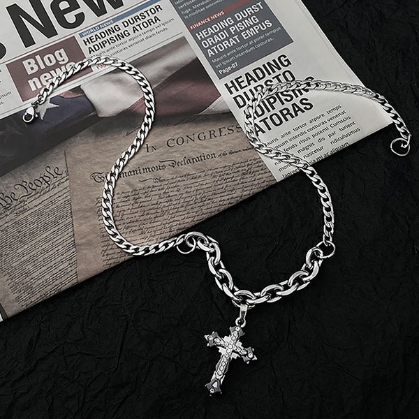 Mens Titanium Cross Necklace - Etsy