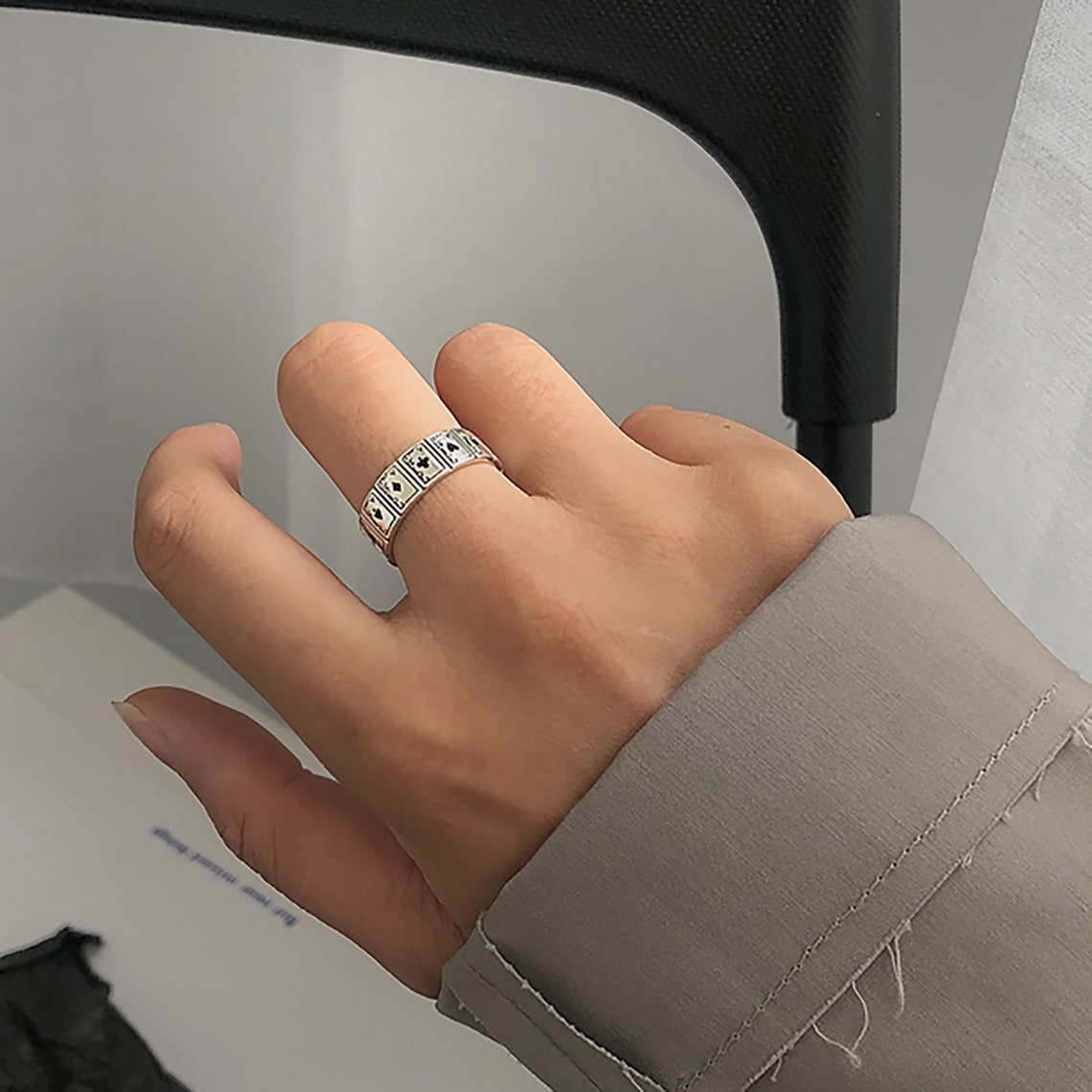 Sterling Silver Ring Poker Ring 925 Ring Adjustable Ring | Etsy