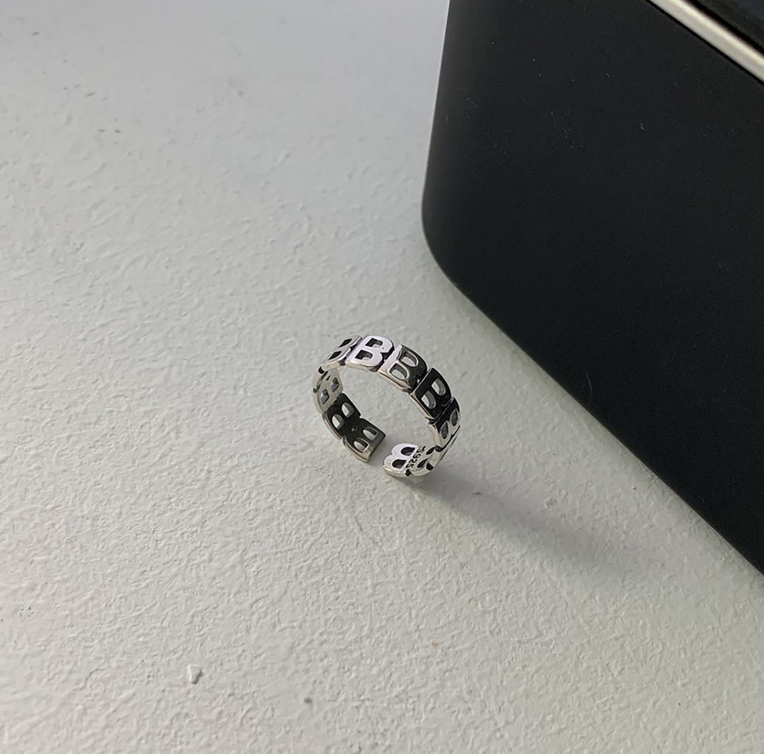 Sterling Silver Stylish Ring Letter B 925 Ring Adjustable Ring Special ...