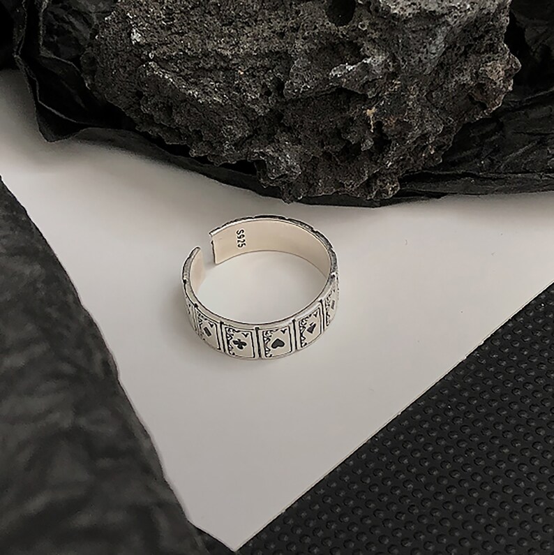 Sterling Silver Ring Poker Ring 925 Ring Adjustable Ring - Etsy