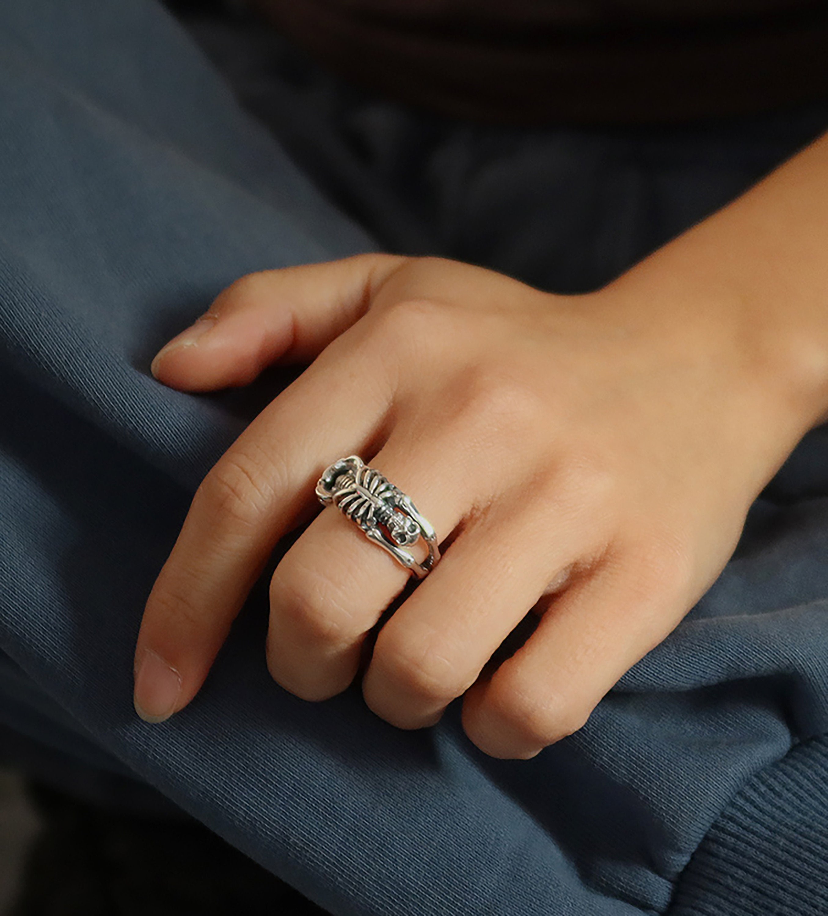 925 Silver Simple Style Ring hand/ finger ring Adjustable | Etsy