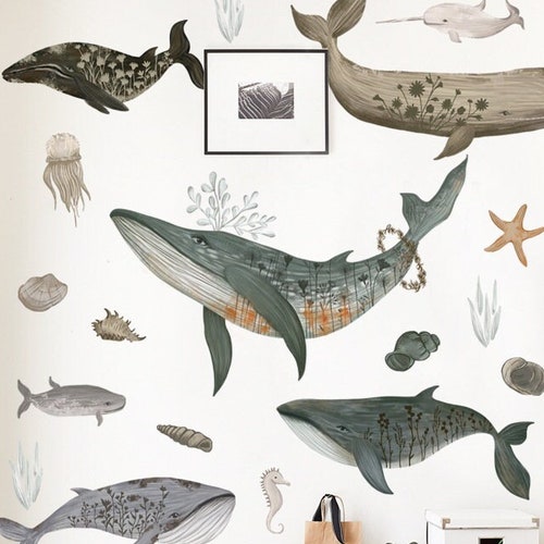 Sea Life Wall Decalsocean Animals/whales Wall Stickers for - Etsy