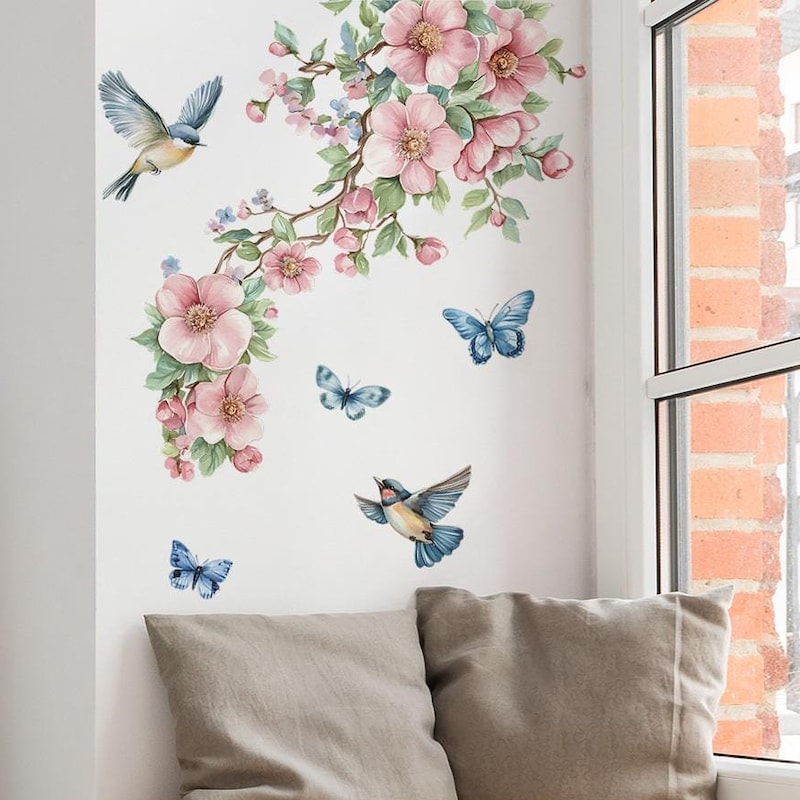Wall Stickers Flowers and Birds - Etsy