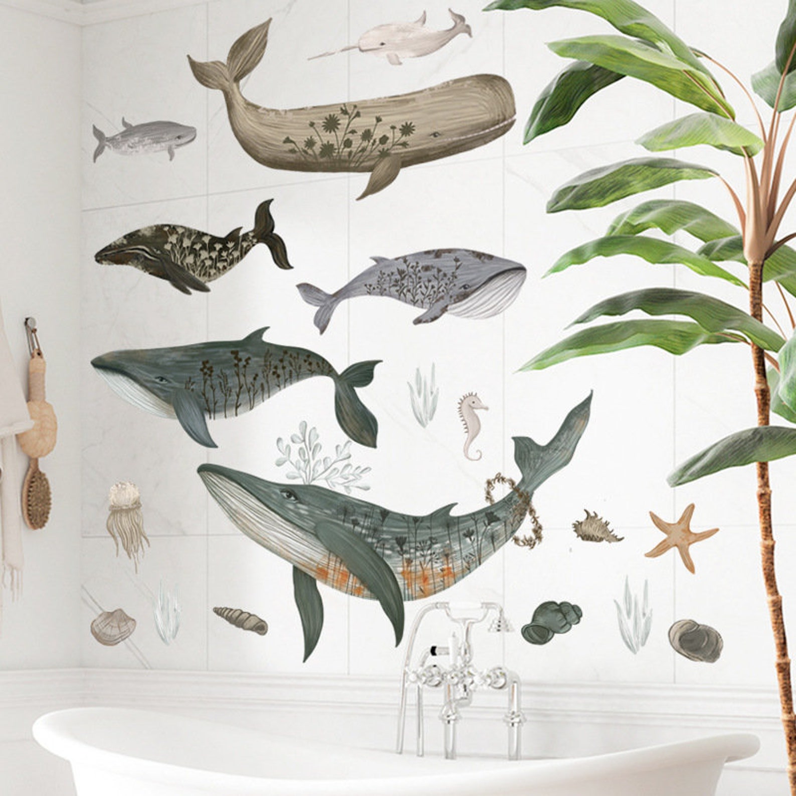 Sea Life Wall Decalsocean Animals/whales Wall Stickers for - Etsy