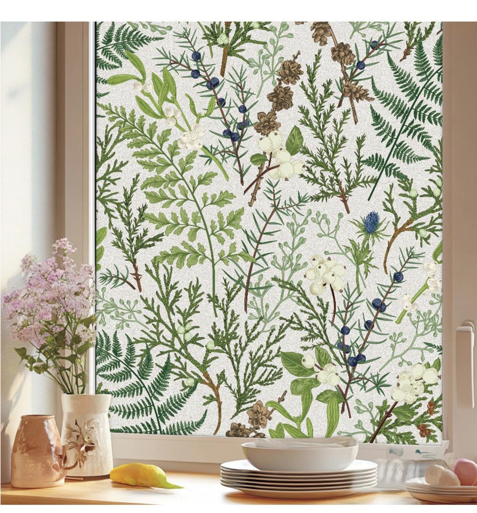 Fern Window Film Static Cling: Botanical Privacy Film - Etsy