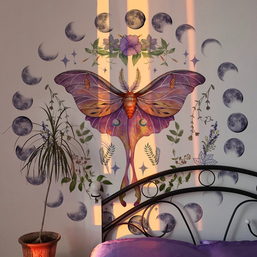 Butterfly Wall Decals Boho Moth Wall Stickers Living Room Decor Boho ...
