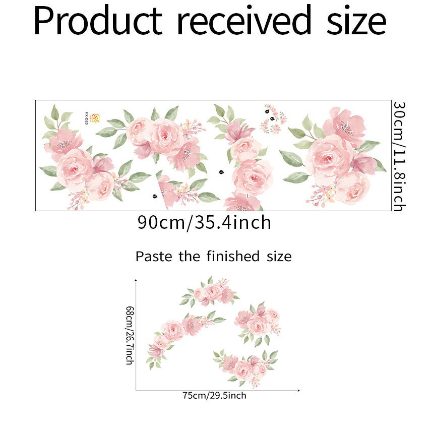Pink Rose Floral Wall Decal Peel & Stick Waterproof Plant - Etsy