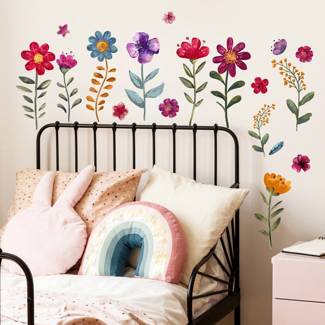 Wildflower Wall Decals: Removable Floral Nursery Decor - Etsy