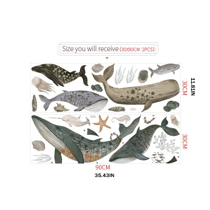 Sea Life Wall Decalsocean Animals/whales Wall Stickers for - Etsy
