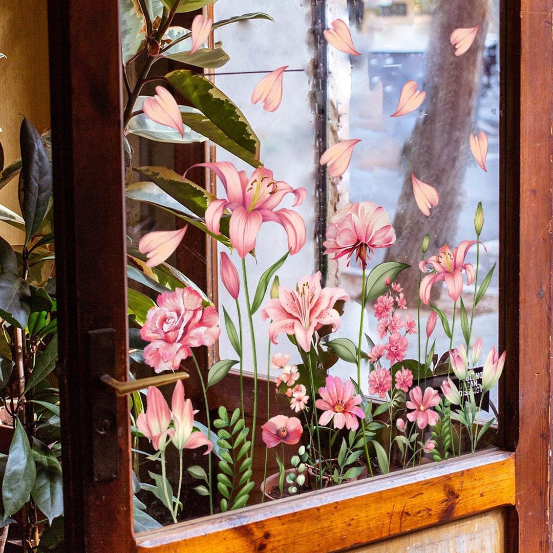Spring Decor-flower Window Static Cling,floral Window Decals/window ...